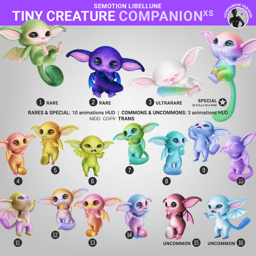 Second Life Marketplace - SEmotion Libellune Tiny Creature XS Companion COMMON 14